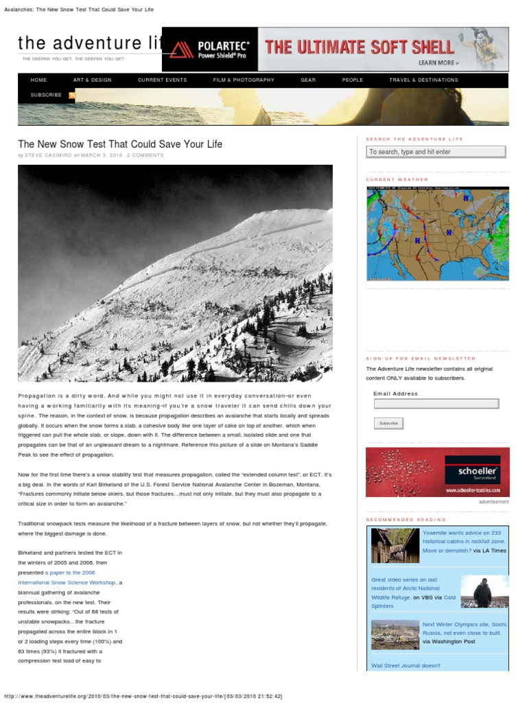 Avalanches - The New Snow Test That Could Save Your Life | PDF | Snow