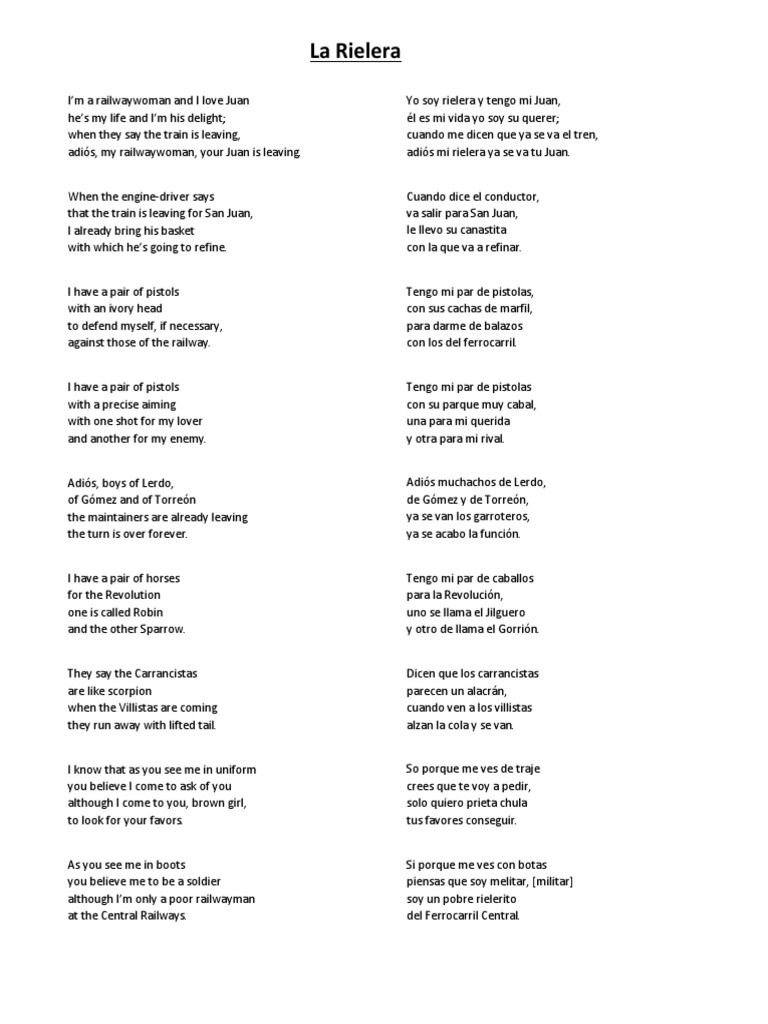La Rielera Lyrics | PDF