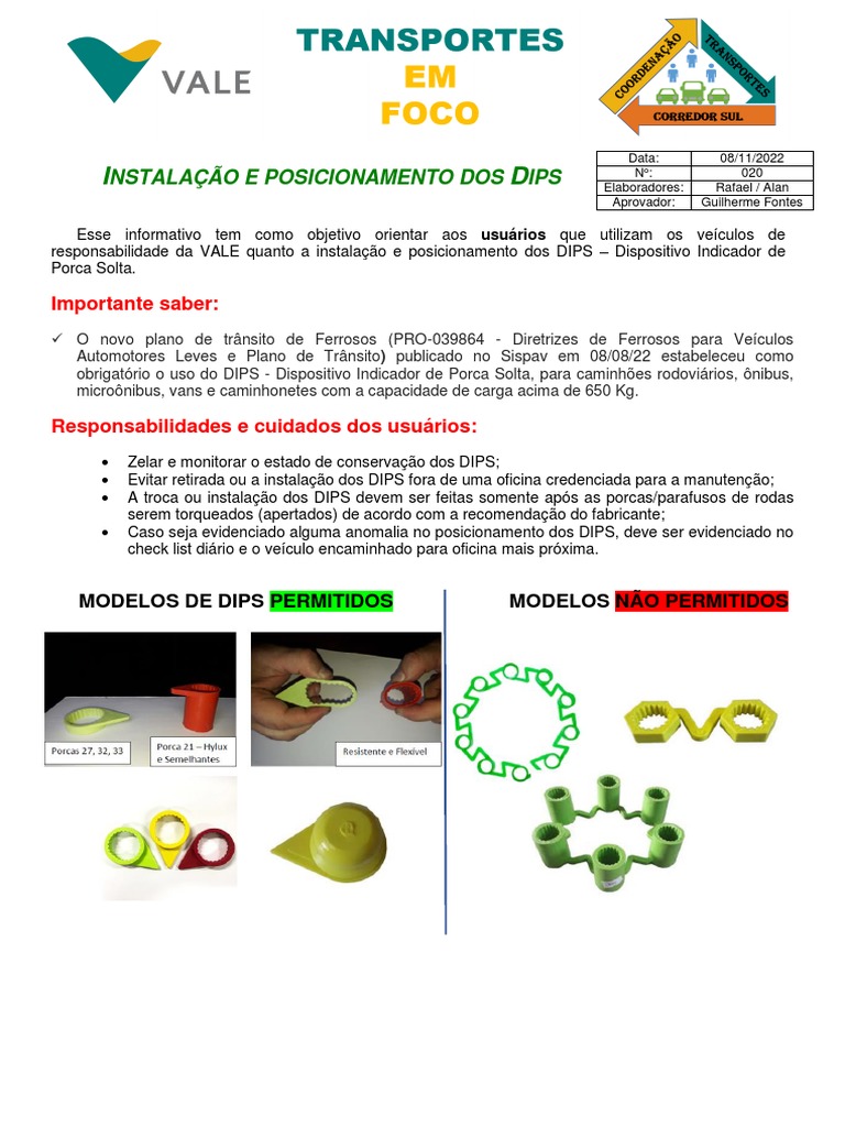 Instalação e Uso de DIPS em Veículos | PDF | Parafuso | Tráfego