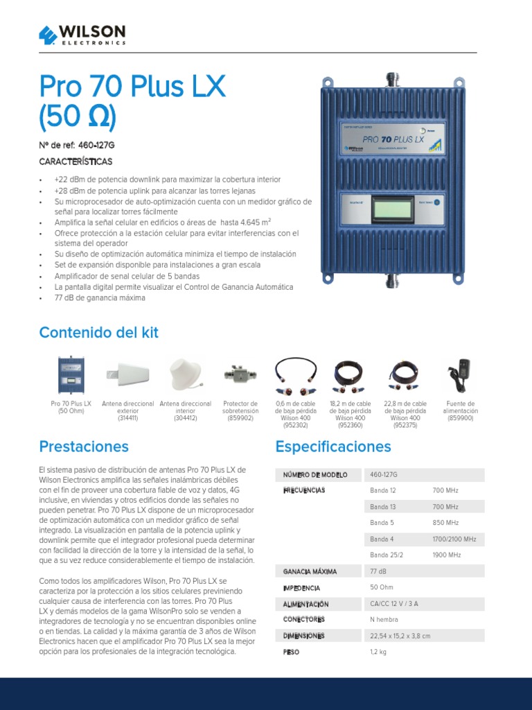 Wilson Pro 70 Plus LX | PDF | Antena (Radio) | Inalámbrico