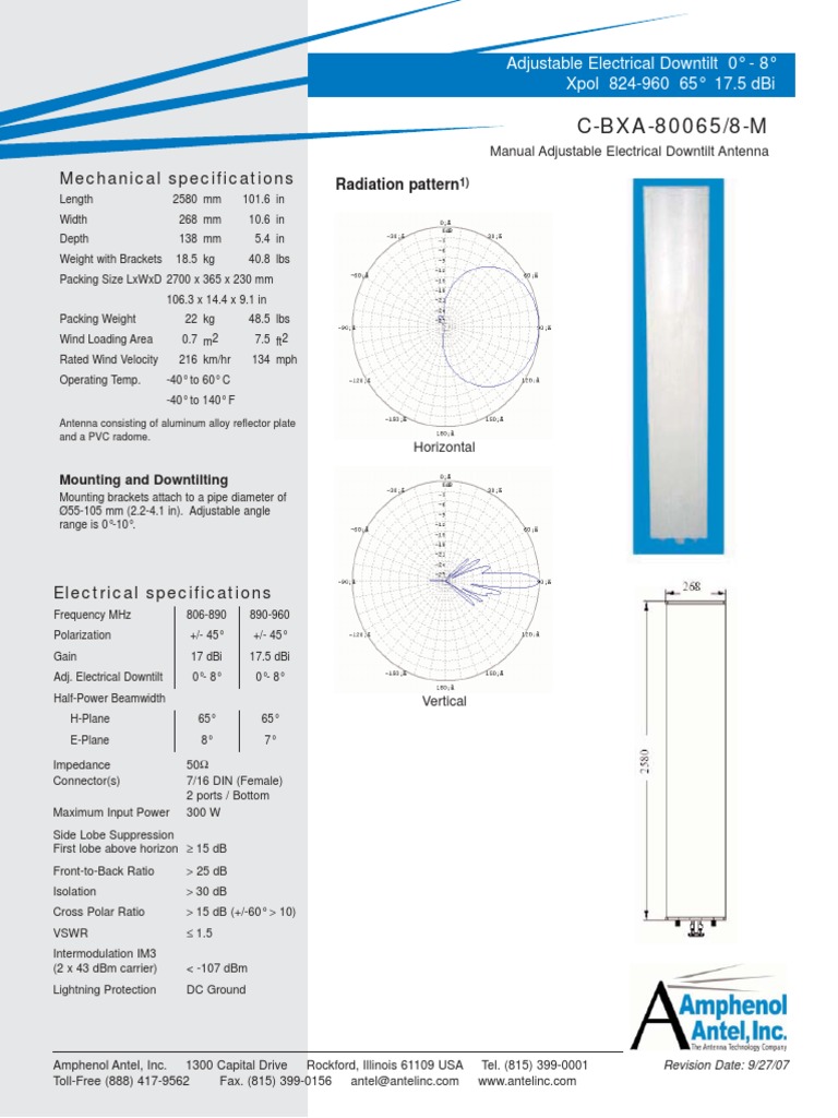 C-BXA-80065/8-M: Mechanical Specifications | PDF | Antenna (Radio ...
