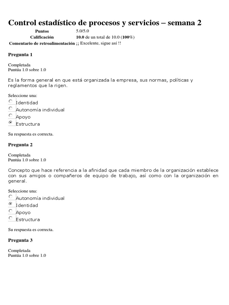 Control Estadístico de Procesos y Servicios Semana 2 | PDF