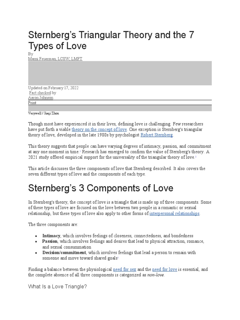 Sternberg Love Triangle | PDF | Love | Intimate Relationships