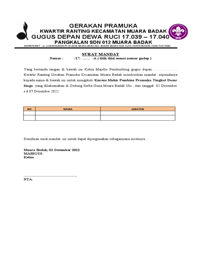 Contoh Surat Mandat | PDF