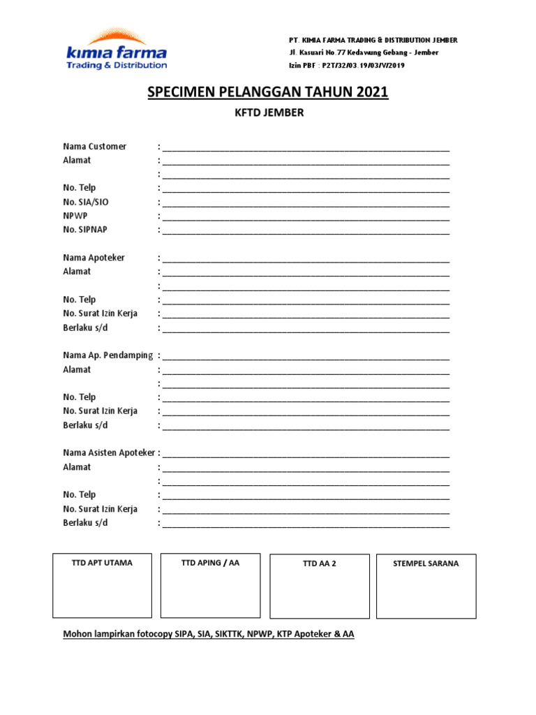 Form Specimen Pelanggan | PDF | Pengelolaan Keuangan & Uang | Hukum