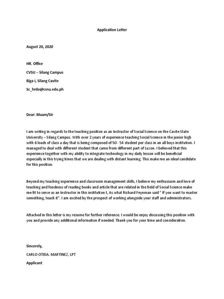 Application Letter | PDF