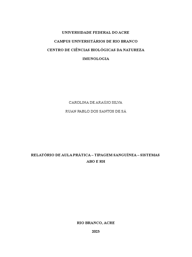 Tipagem Sanguínea: Aula Prática e Resultados | PDF | Tipo sanguíneo ...