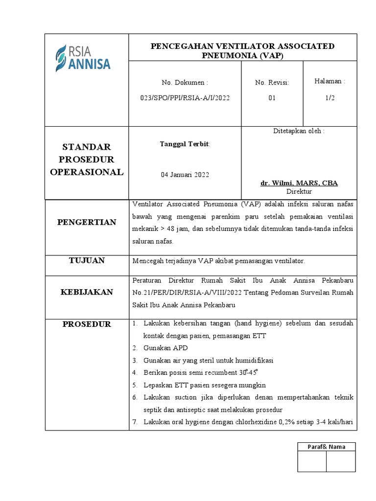 Spo 23. Pencegahan Ventilator Associated Pneumonia | PDF