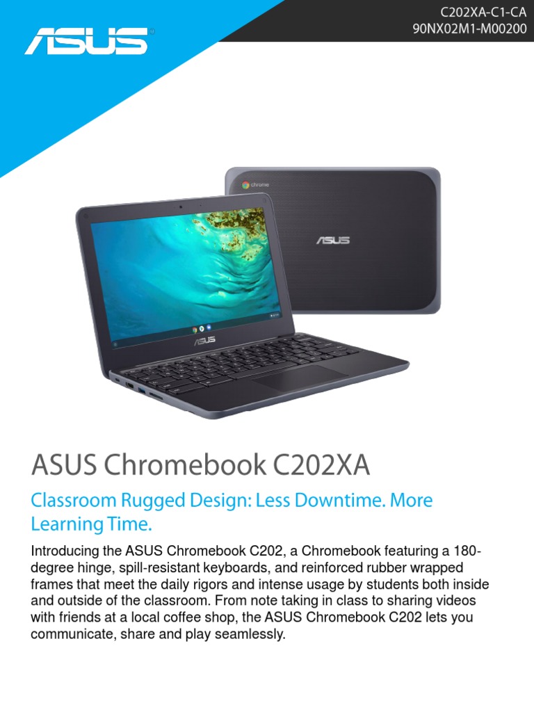 ASUS Chromebook C202XA-C1-CA Datasheet | PDF | Chromebook | Wi Fi