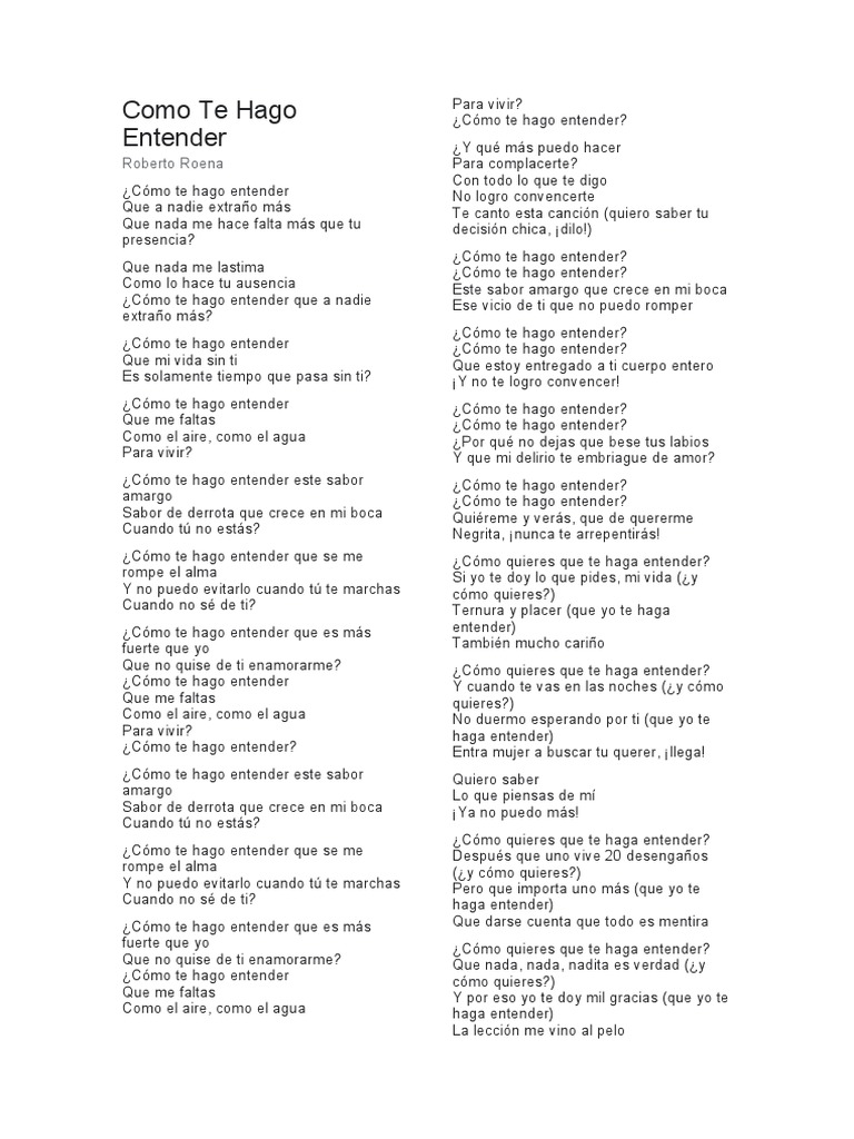 Como Te Hago Entender | PDF
