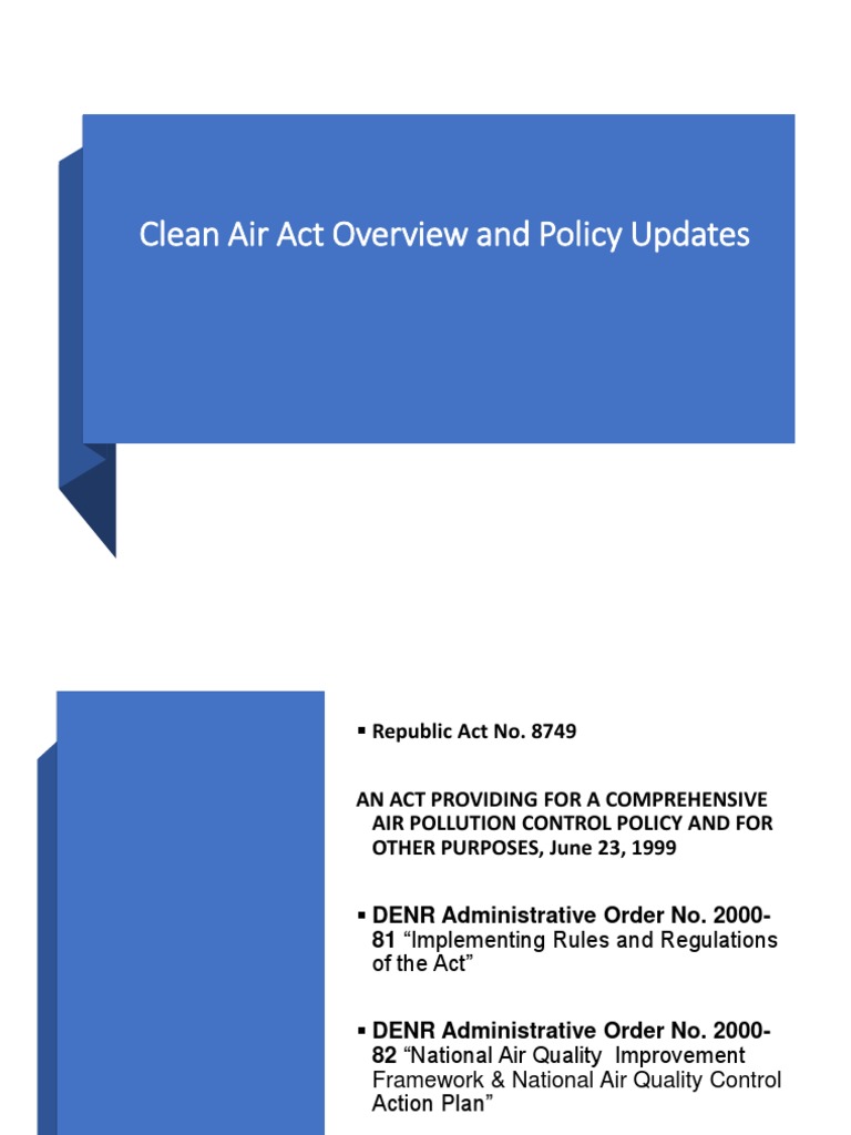 Overview of the Clean Air Act (RA 8749) | PDF | Clean Air Act (United ...