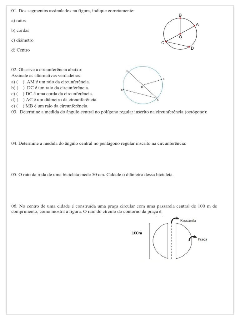 Ativi 1. | PDF | Círculo | Matemática