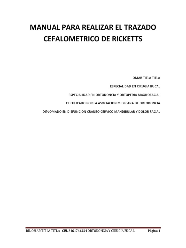 Manual para Realizar El Trazado Cefalometrico de Ricketts | PDF ...