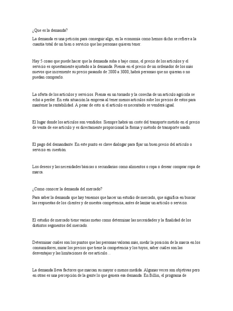 Que Es La Demanda | PDF | Oferta (economía) | Demanda