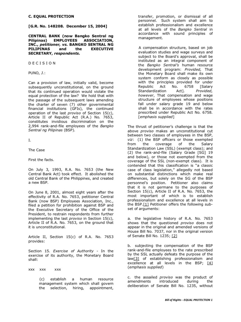 C. Equal Protection | PDF | Equal Protection Clause | Employment