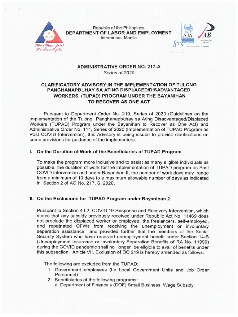 217 A Series of 2020 Clarificatory Advisory 1 | PDF