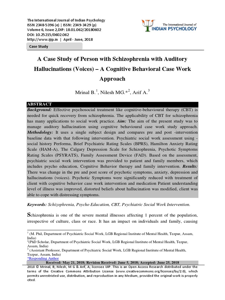 A Case Study of Person With Schizophrenia With Auditory Hallucinations ...