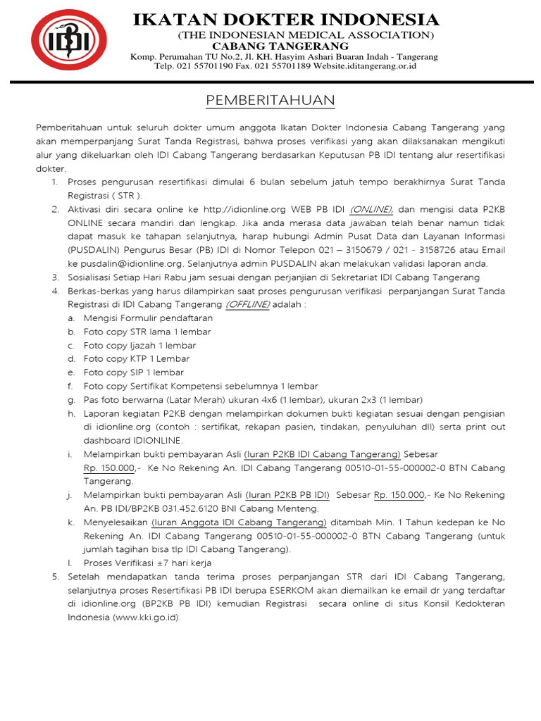Proses Perpanjangan STR Dokter IDI | PDF