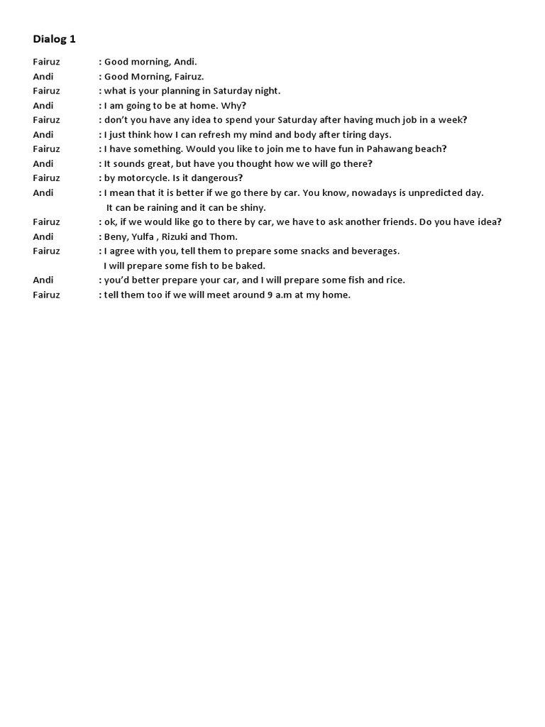 Dialog 1 (Praktek Speaking) | PDF