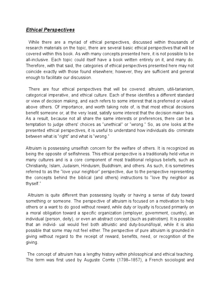 PA 208 - LESSON 2 (Ethical Perspectives) | PDF | Utilitarianism ...
