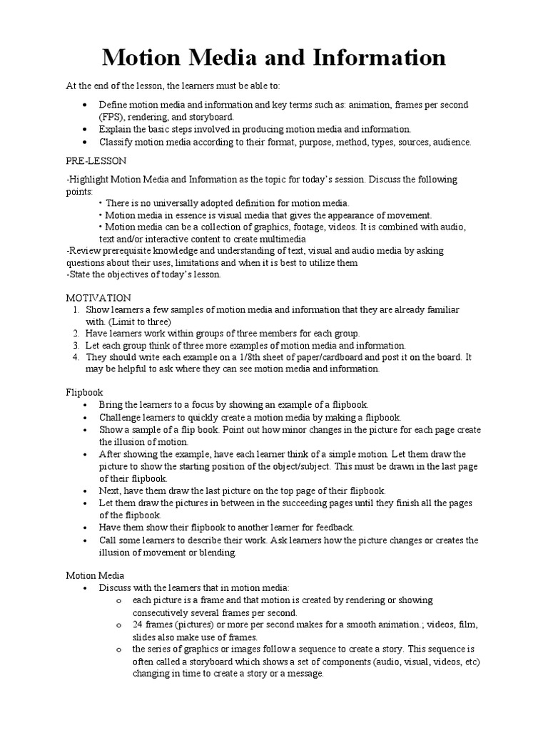 Motion Media and Information | PDF