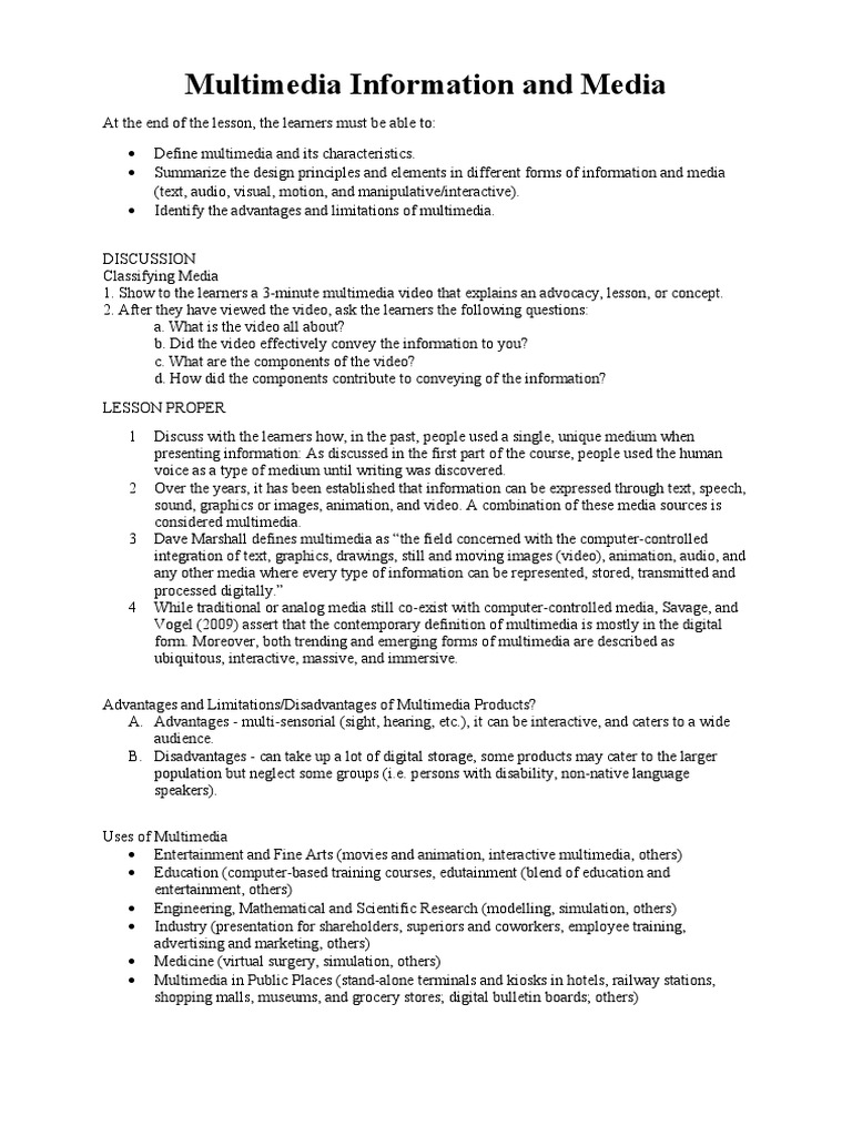 Multimedia: Benefits and Challenges in Education | PDF | Multimedia ...