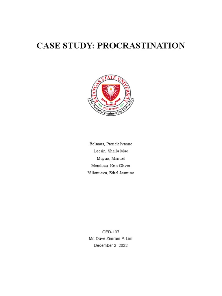 CASE STUDY: PROCRASTINATION IN FILIPINO CULTURE | PDF | Professional ...
