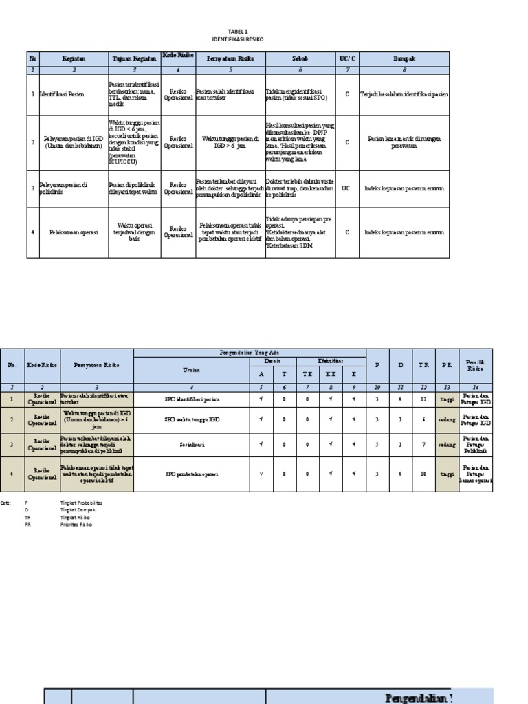 Tabel Manajemen Resiko - PELAYANAN | PDF