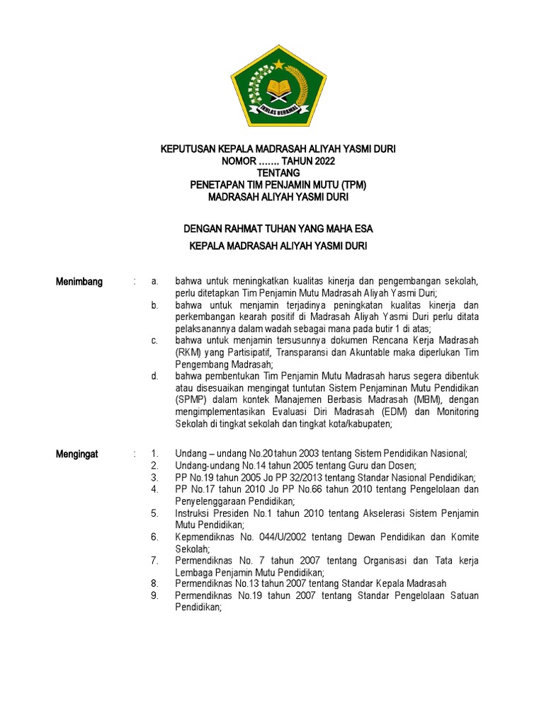 Foto Kegiatan Tim Penjamin Mutu Madrasah | PDF | Karier & Perkembangan