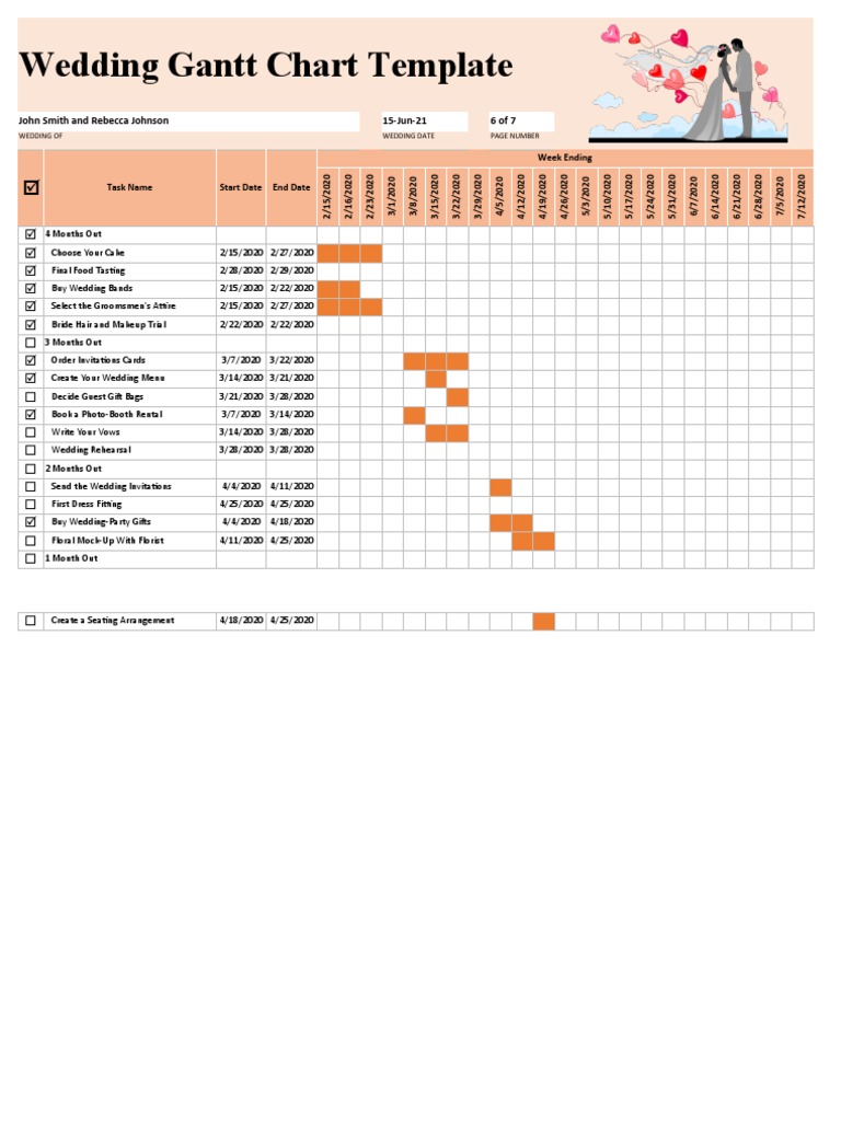 Wedding Gantt Chart Template - TemplateLab | PDF | Kinship And Descent ...