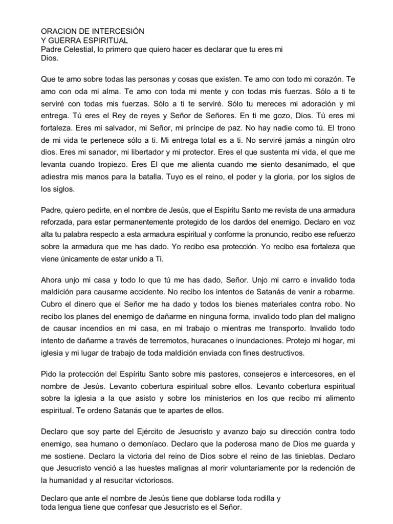 ORACION DE INTERCESIÓN