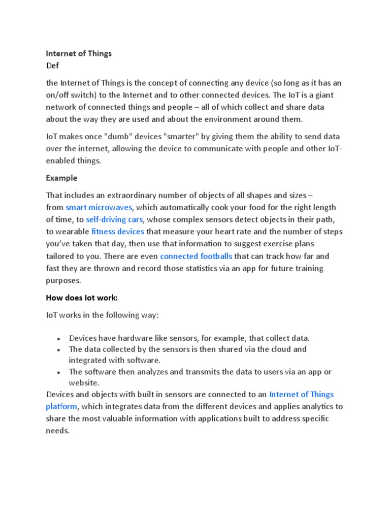 Internet of Things: Example | PDF | Internet Of Things | Computer Network