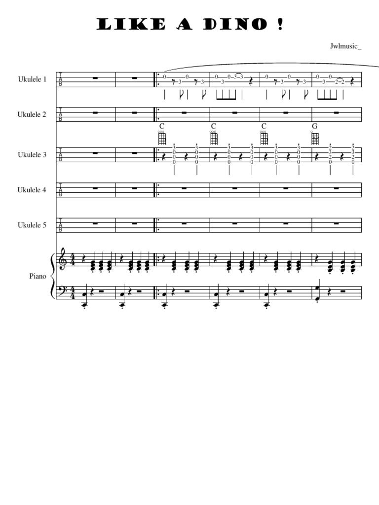 A Musical Composition for Ukulele and Piano in the Style of a Dinosaur ...