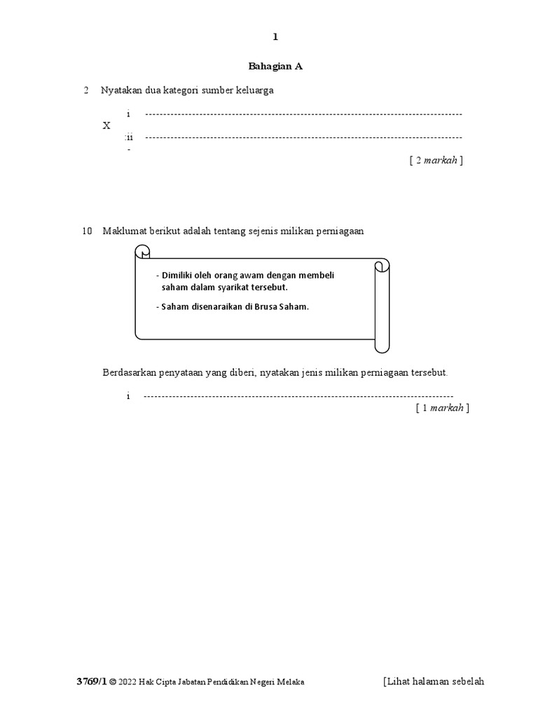 Format Trial SPM SRT Tahun 2022 - 3769 (1) Bahagian A | PDF