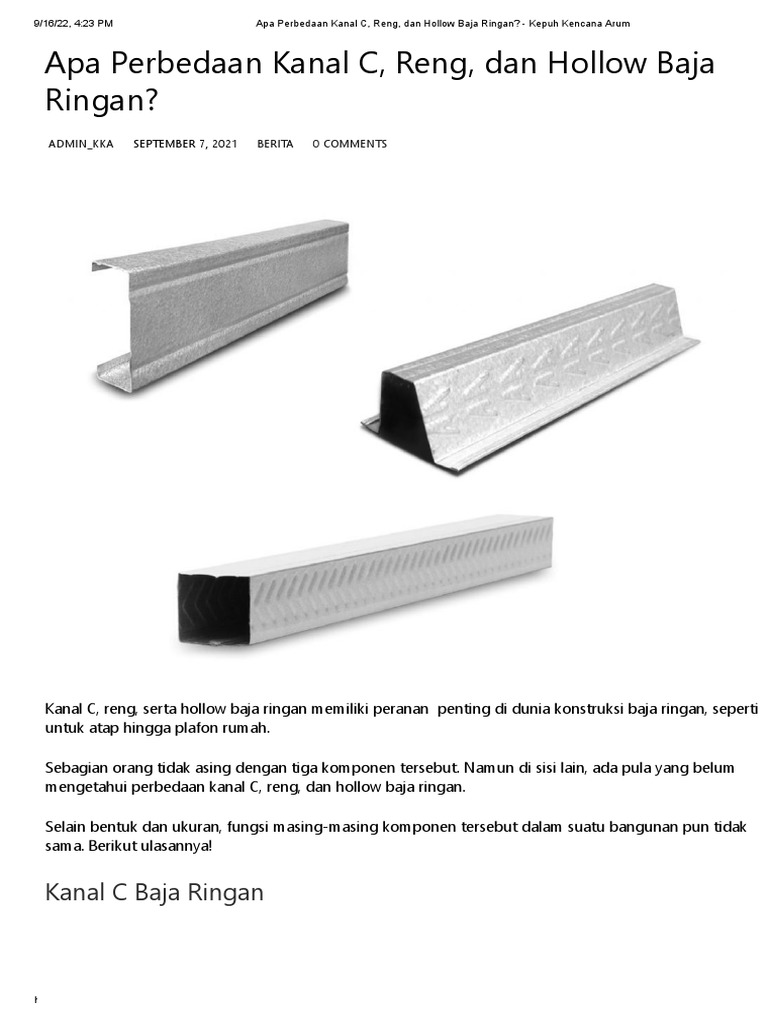 Apa Perbedaan Kanal C, Reng, Dan Hollow Baja Ringan - Kepuh Kencana ...