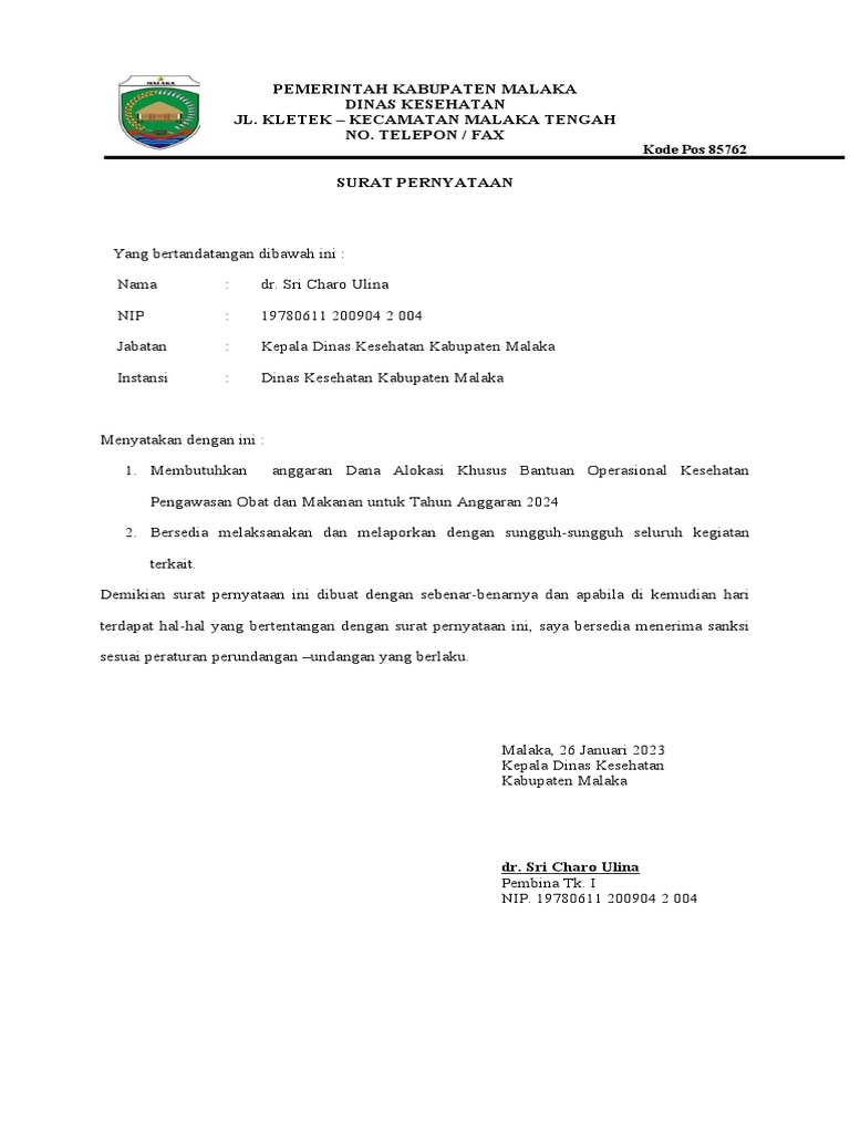 Surat Pengantar Usulan BPOM | PDF