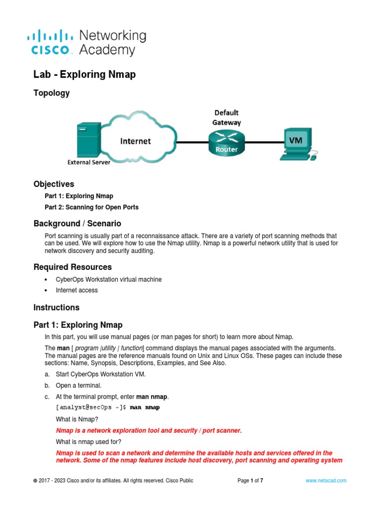 9.3.8 Lab - Exploring Nmap | PDF | Ip Address | File Transfer Protocol
