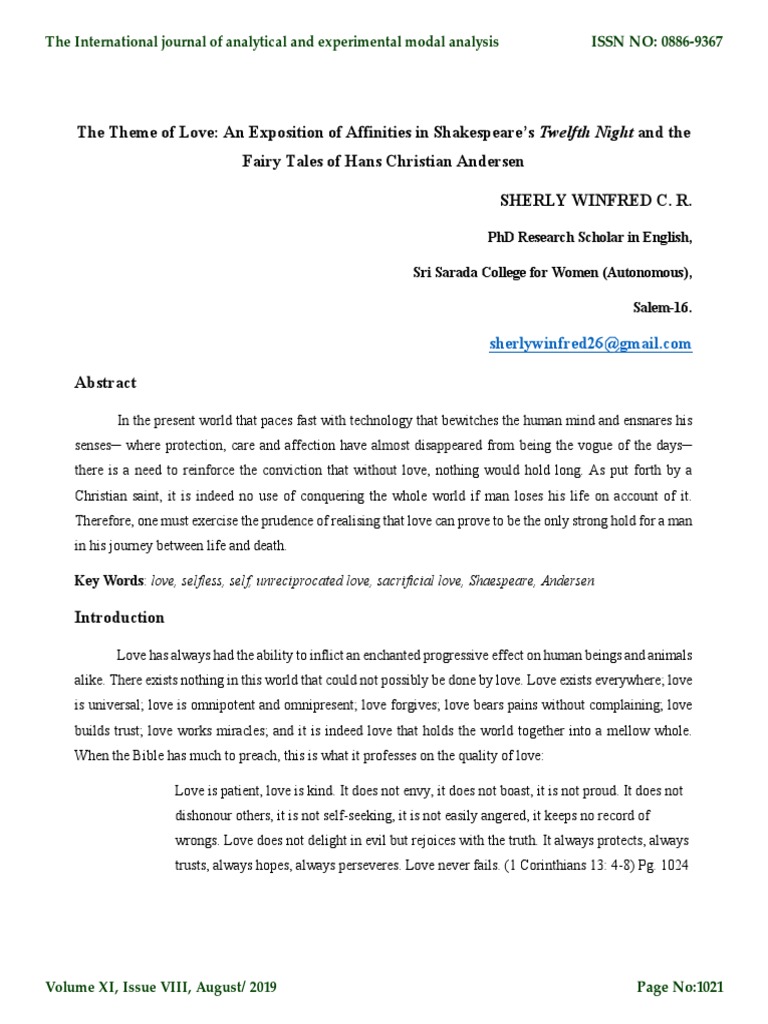 Love Themes in Shakespeare and Andersen | PDF | Twelfth Night
