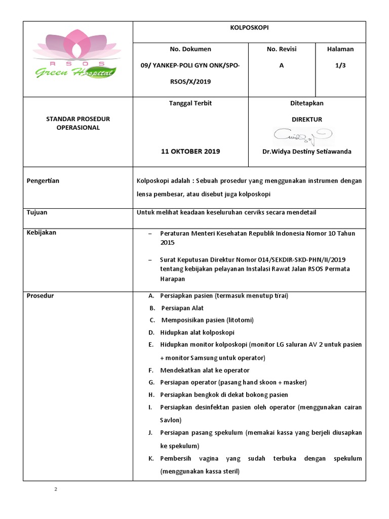 Prosedur dan Alat Kolposkopi | PDF