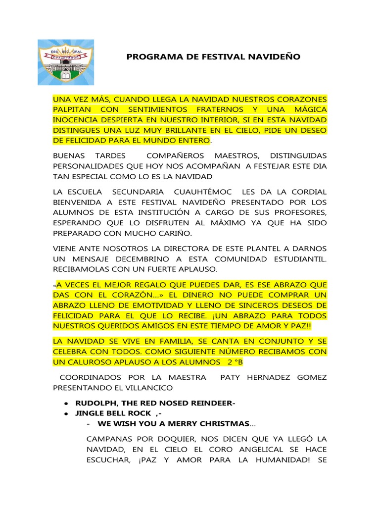 Programa de Festival Navideño | PDF | Navidad | Bailes