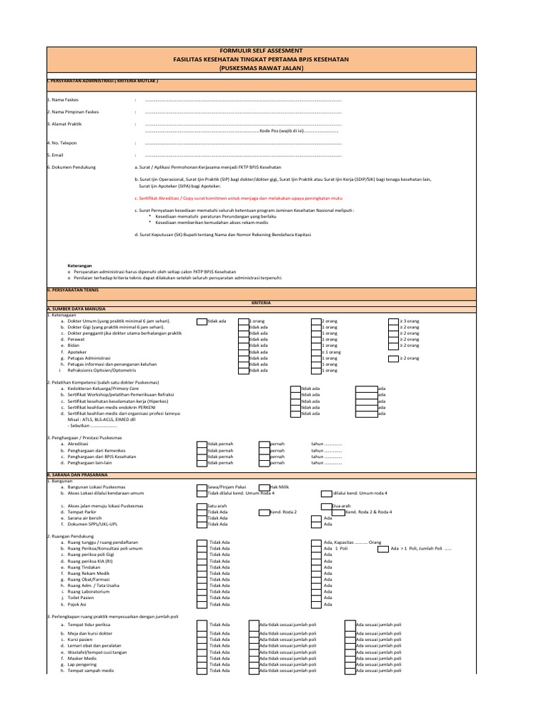 Terbaru-Formulir Self Assesment Puskesmas 2022 | PDF