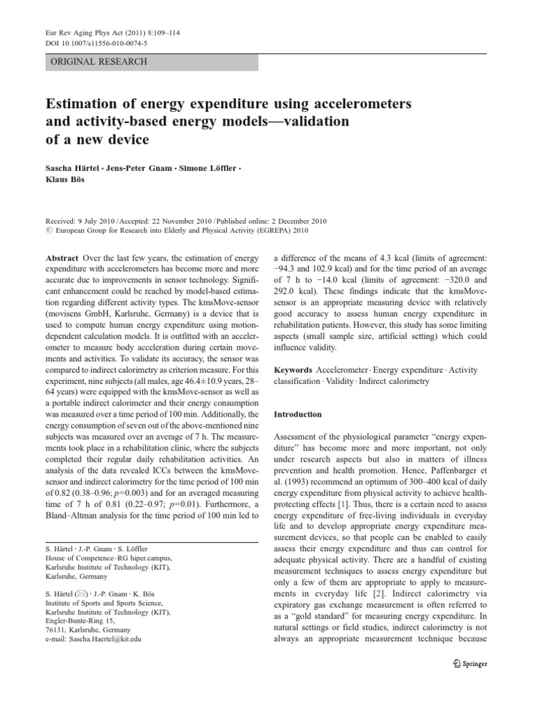 Estimation of Energy Expenditure Using Accelerometers | PDF | Accelerometer