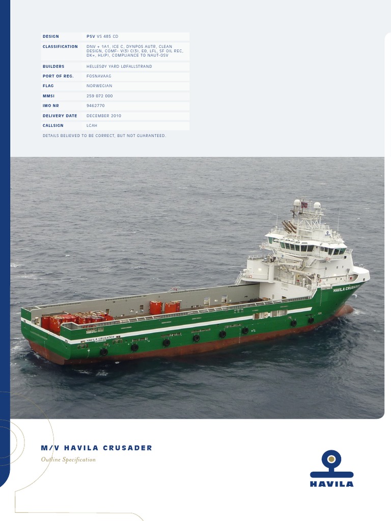 Havila Crusader Specification | PDF | Ships | Shipping