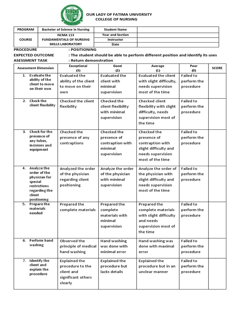 Rubrics Positioning | PDF | Nursing | Educational Assessment
