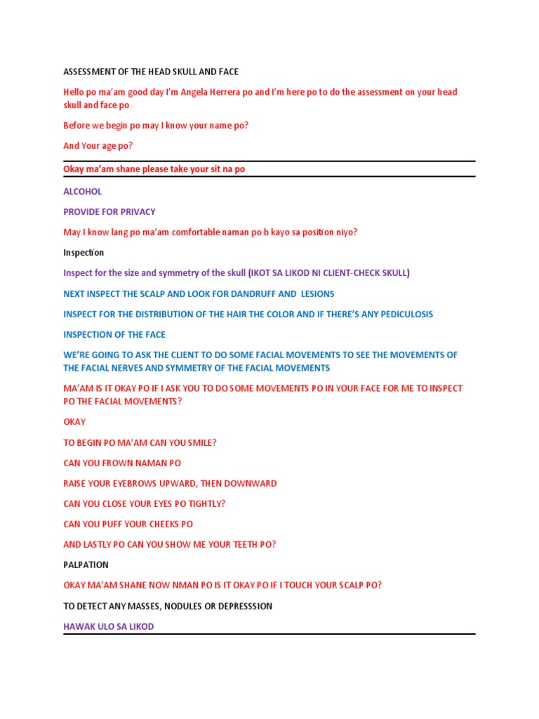 Assessment of The Head Skull and Face | PDF
