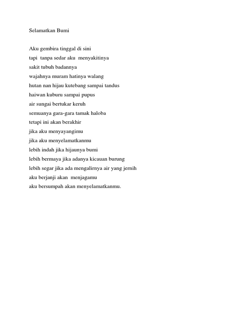 Sajak Selamatkan Bumi | PDF