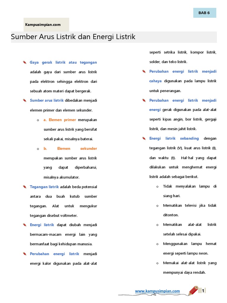 Sumber Arus Listrik dan Energi Listrik | PDF