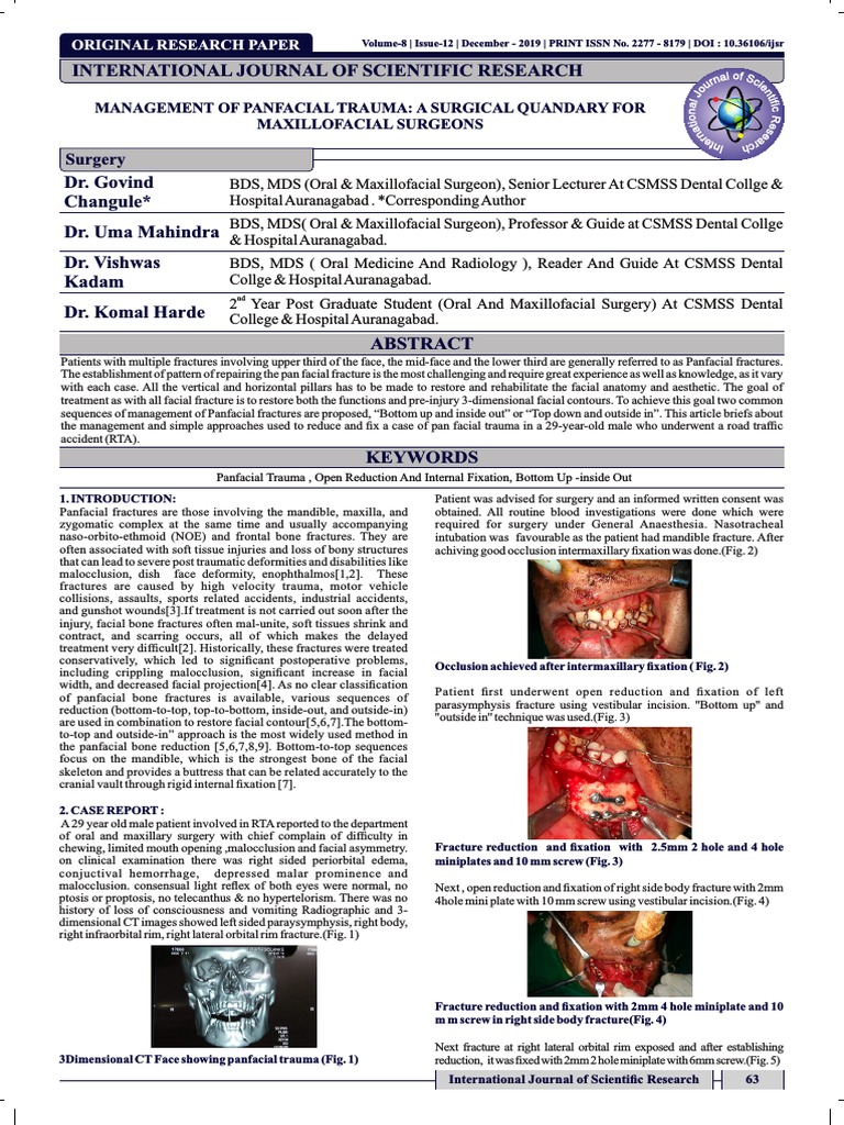 Managing Panfacial Trauma in Surgery | PDF | Surgery | Oral And ...