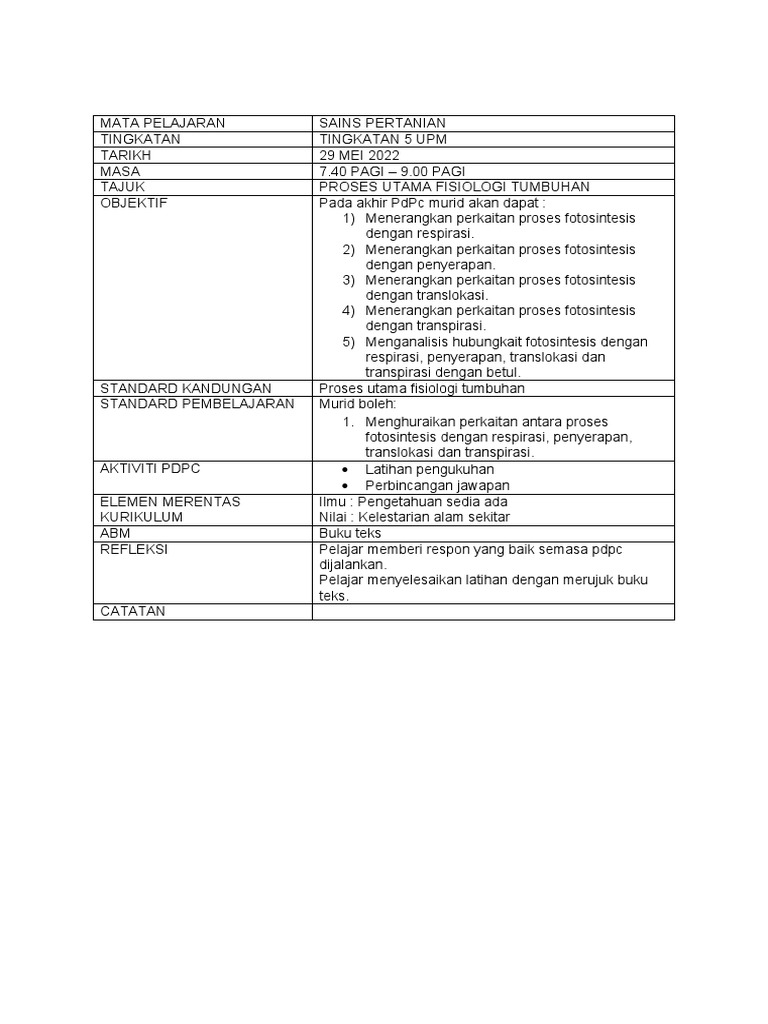 RPH 29 Mei - 2 Jun | PDF | Sains & Matematika | Kesehatan Holistik