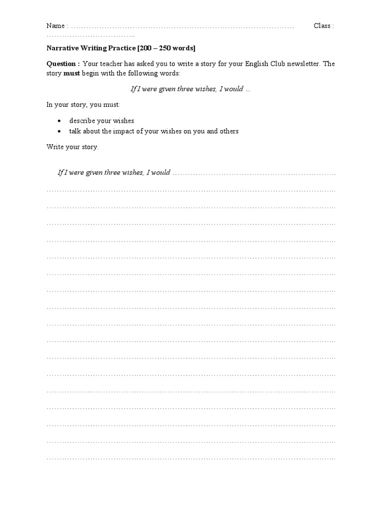 Narrative Writing: Three Wishes Story | PDF | Career & Growth | Home ...
